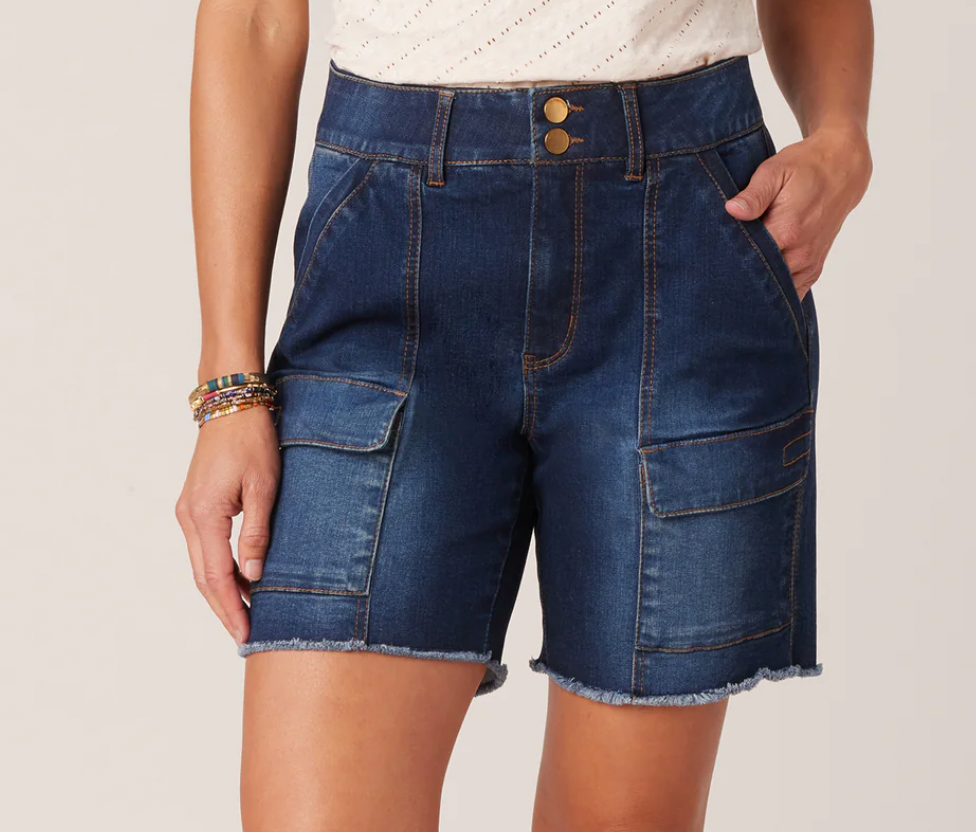 "Ab"solution Skyrise Double Button Flap Patch Pocket 7" Cargo Short ...